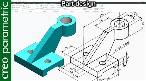 Creo part modeling tutorial | Machine part-03 in Creo Parametric - YouTube