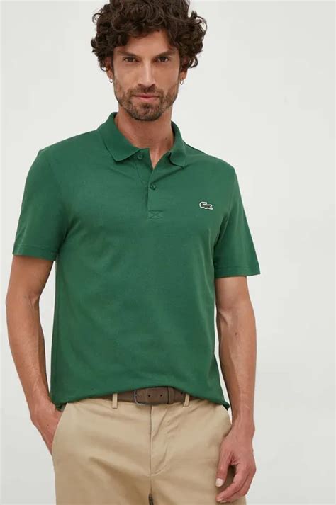 Поло Lacoste мужское цвет зелёный однотонное | ANSWEAR.ua