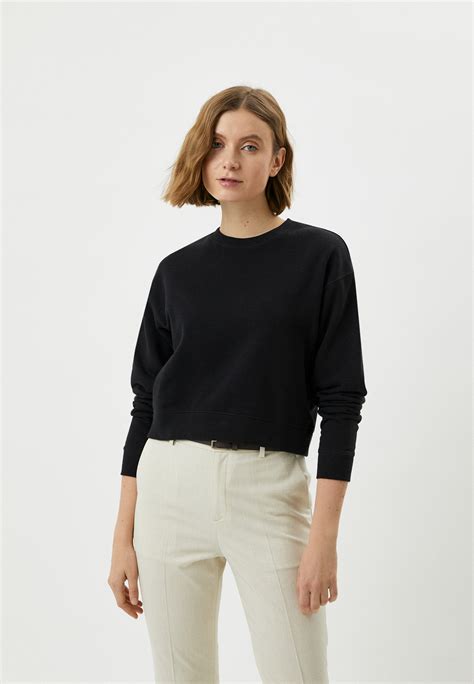 Свитшот UNIQLO укороченный, цвет: черный, RTLACG807301 — купить в ...