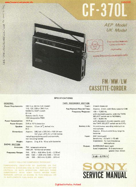 SONY CF-370L SM Service Manual download, schematics, eeprom, repair ...