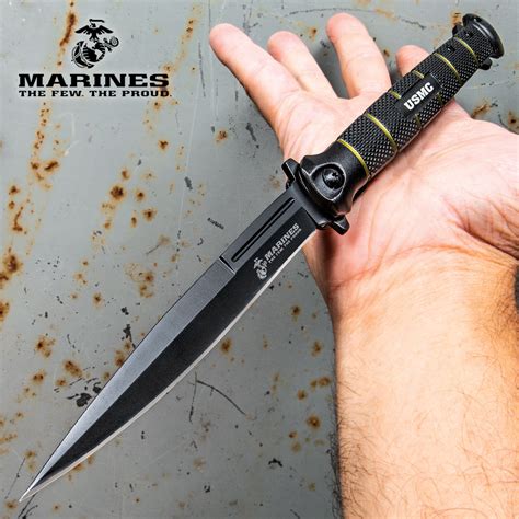 USMC Colossal Blackout Stiletto - Large Assisted Opening Pocket Knife ...